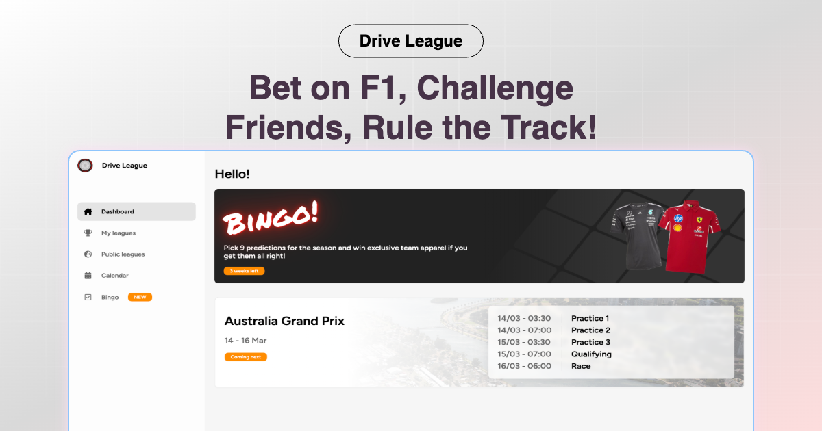 Drive League - Predict F1, Challenge Friends, Rule the Track!